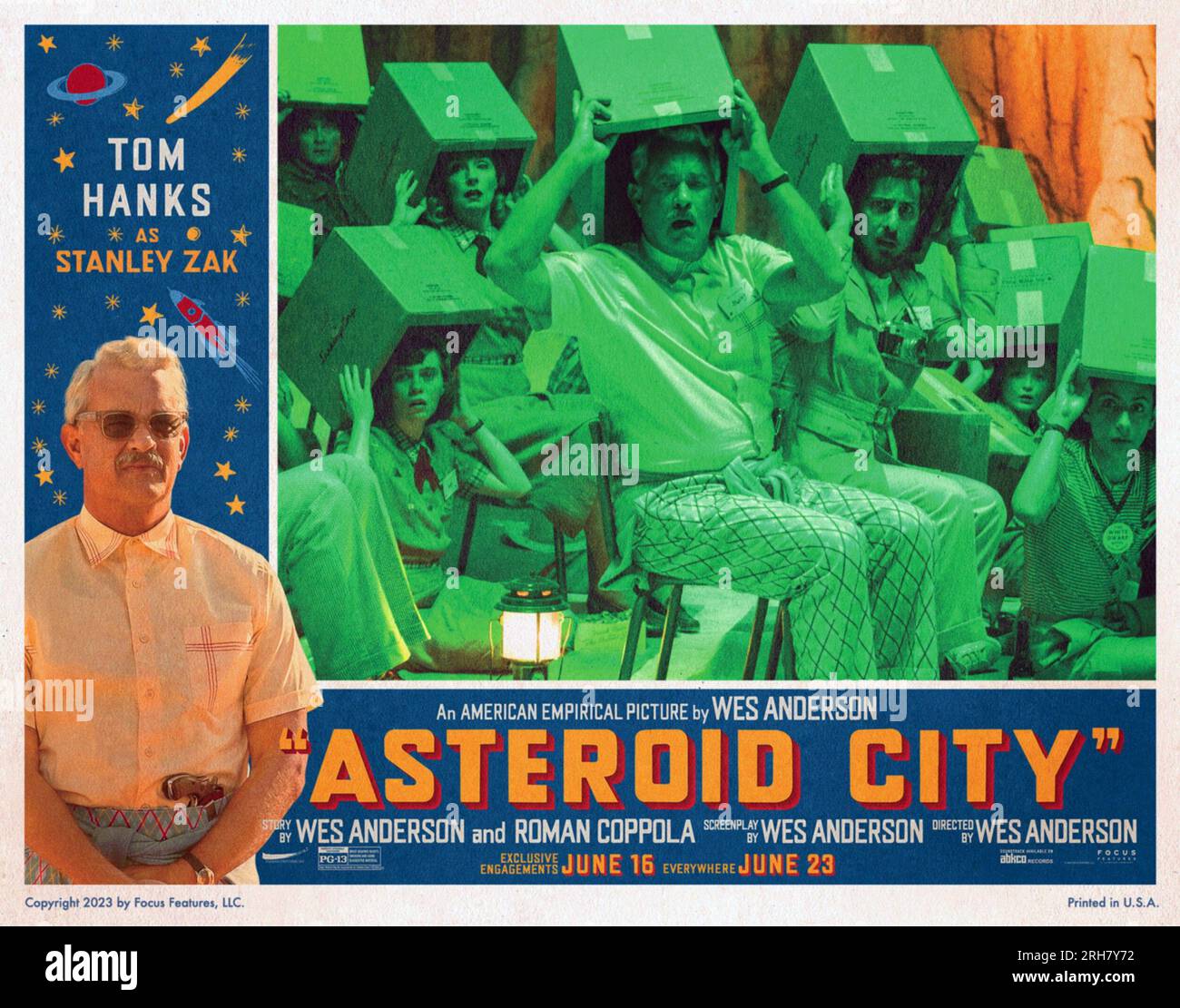ASTEROID CITY, US lobbycard-inspired poster, from left: Tom Hanks ...