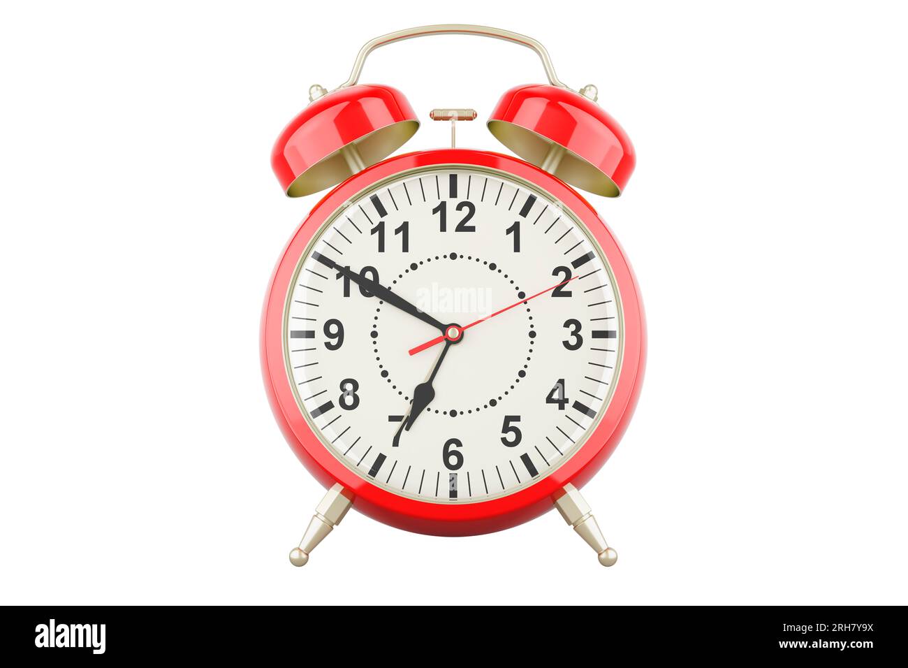 Alarm clock front view, 3D rendering isolated on white background Stock ...