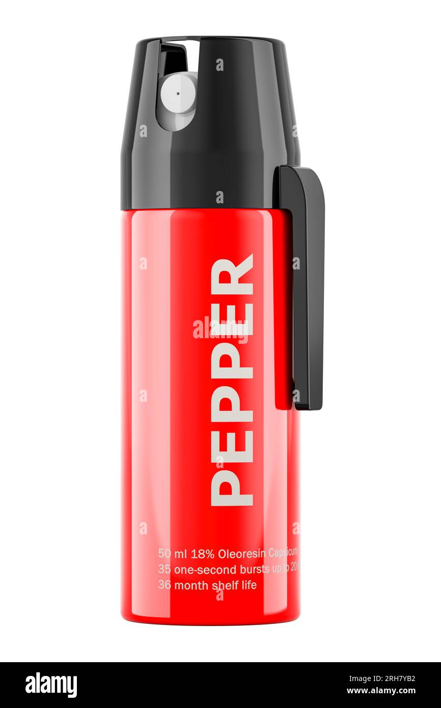 Red pepper spray, 3D rendering isolated on white background Stock Photo ...