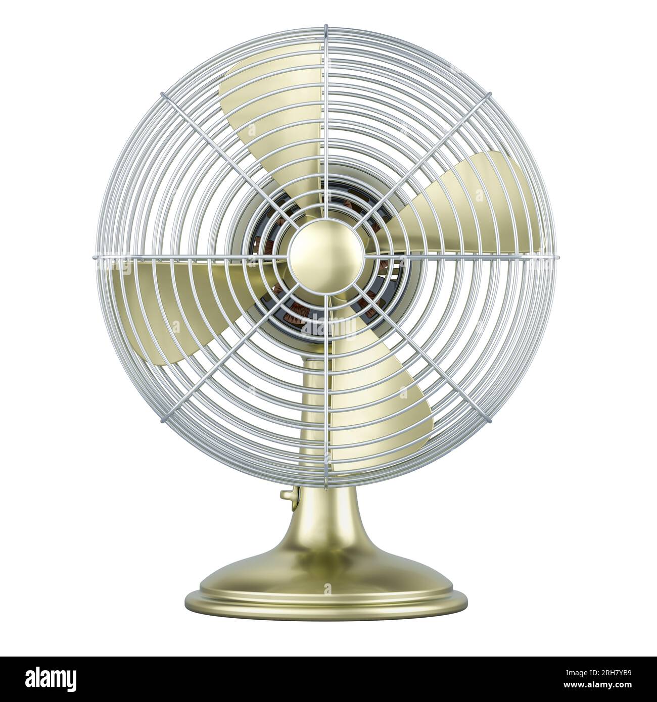 Retro Table Fan, front view. 3D rendering isolated on white background ...