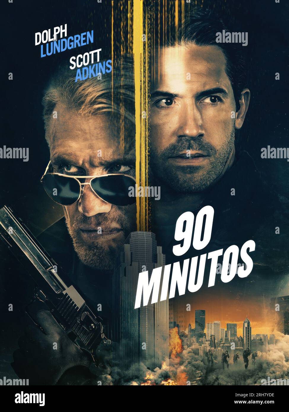 CASTLE FALLS, (aka 90 MINUTOS), poster, from left: Dolph Lundgren, Scott Adkins,, 2021. © Shout ...