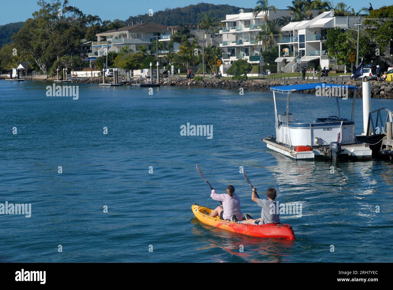 Couple in Kayak, Noosa River, Queensland, Australia Stock Photo - Alamy