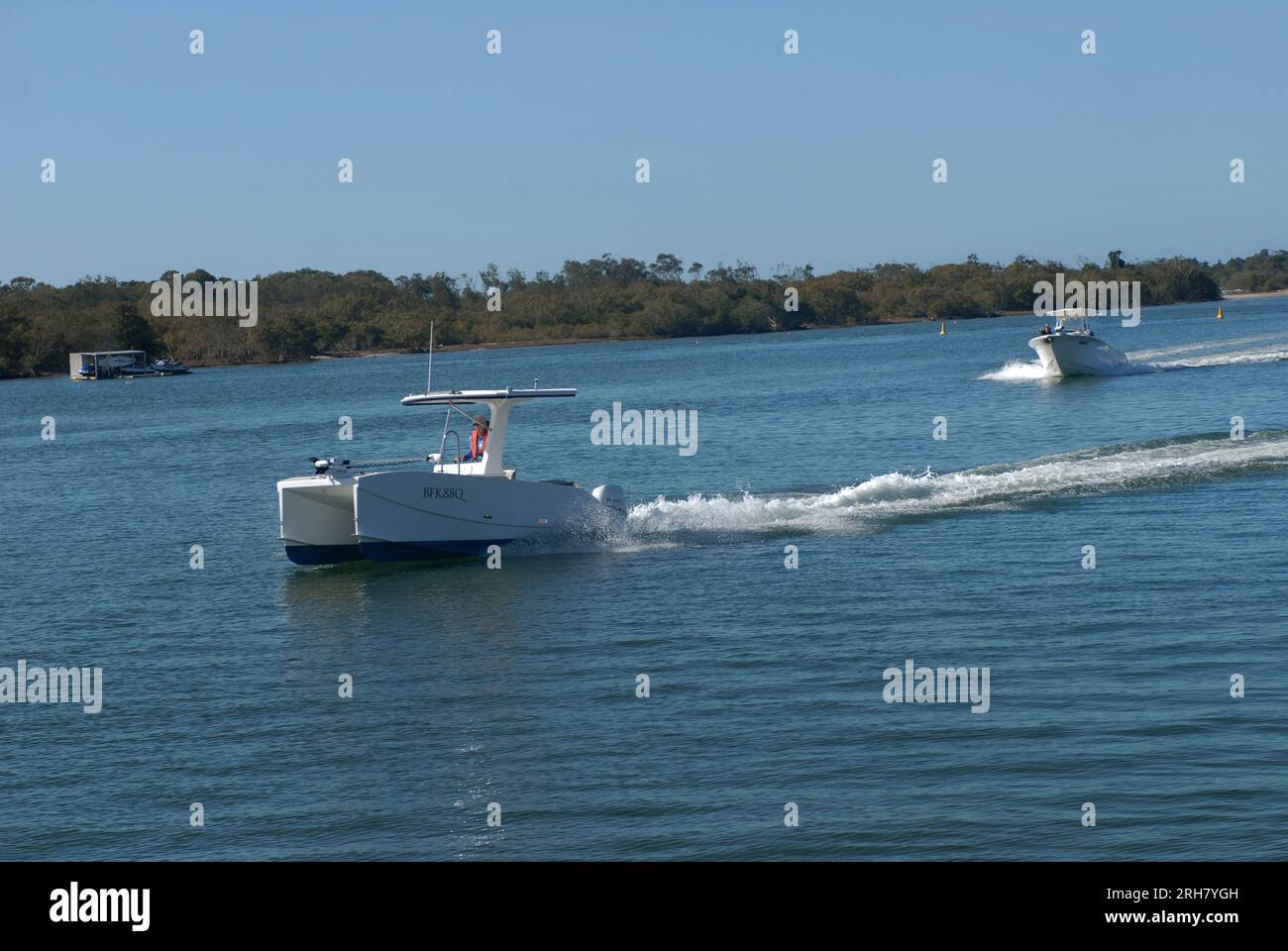 Small catamaran, Noosa River, Queensland, Australia Stock Photo - Alamy