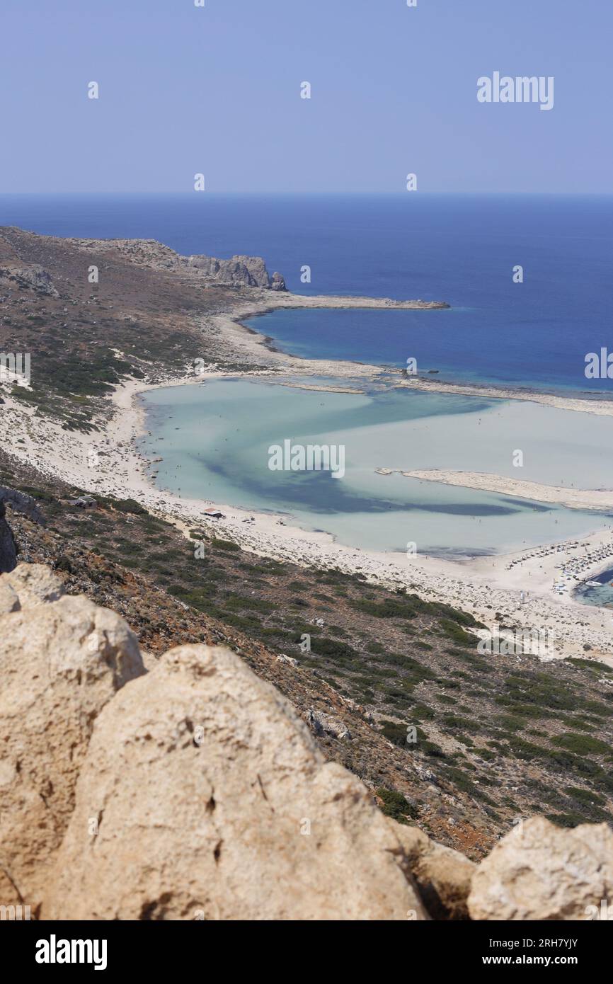 Balos beach famous landmark and amazing turquoise sea water landscape ...