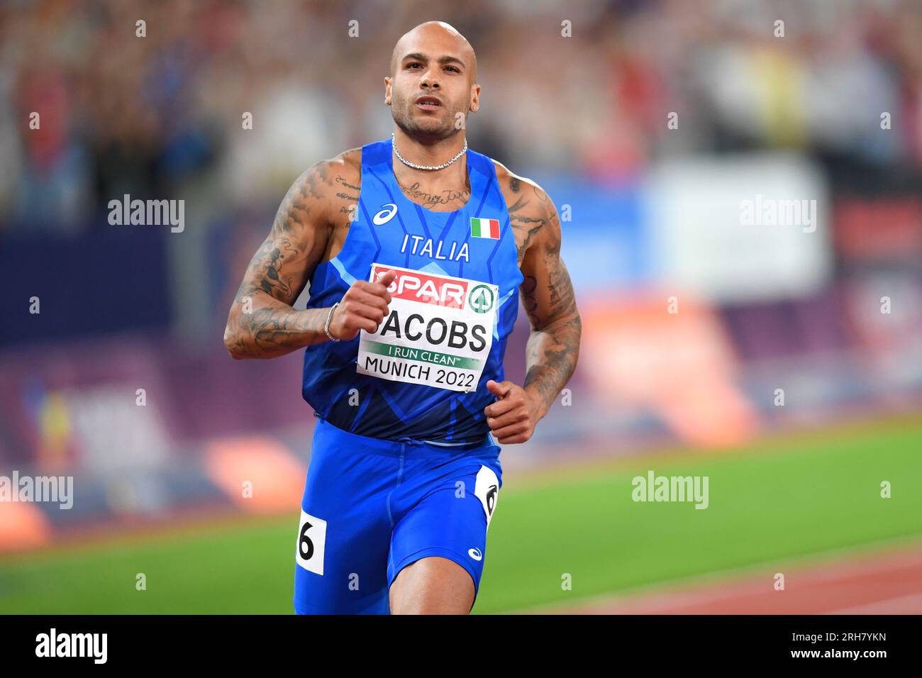 Marcell Jacobs (Italy). 100m Gold Medal. European Championships Munich ...