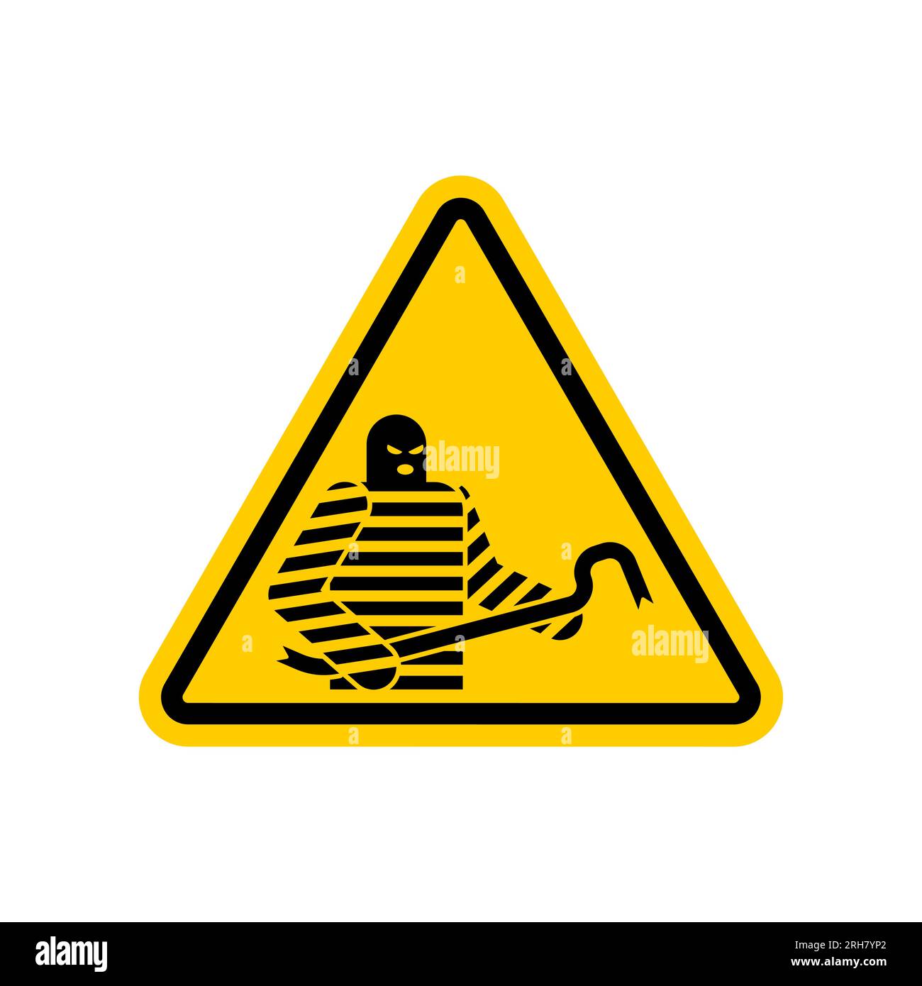 Attention Thief. Caution of Robber. Yellow triangular road sign Stock ...