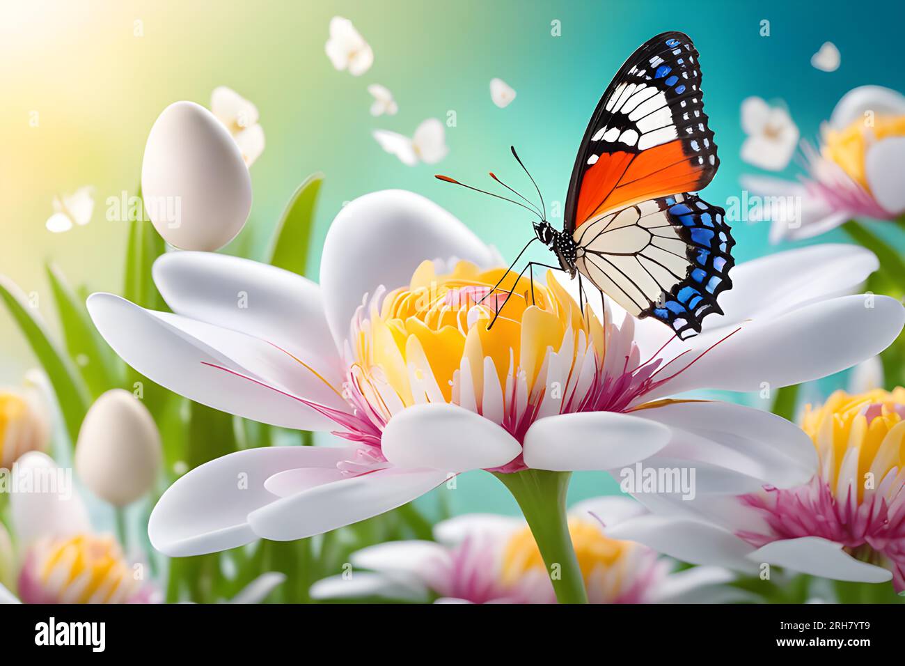 Pretty flowers with butterfly Stock Vector Images - Alamy
