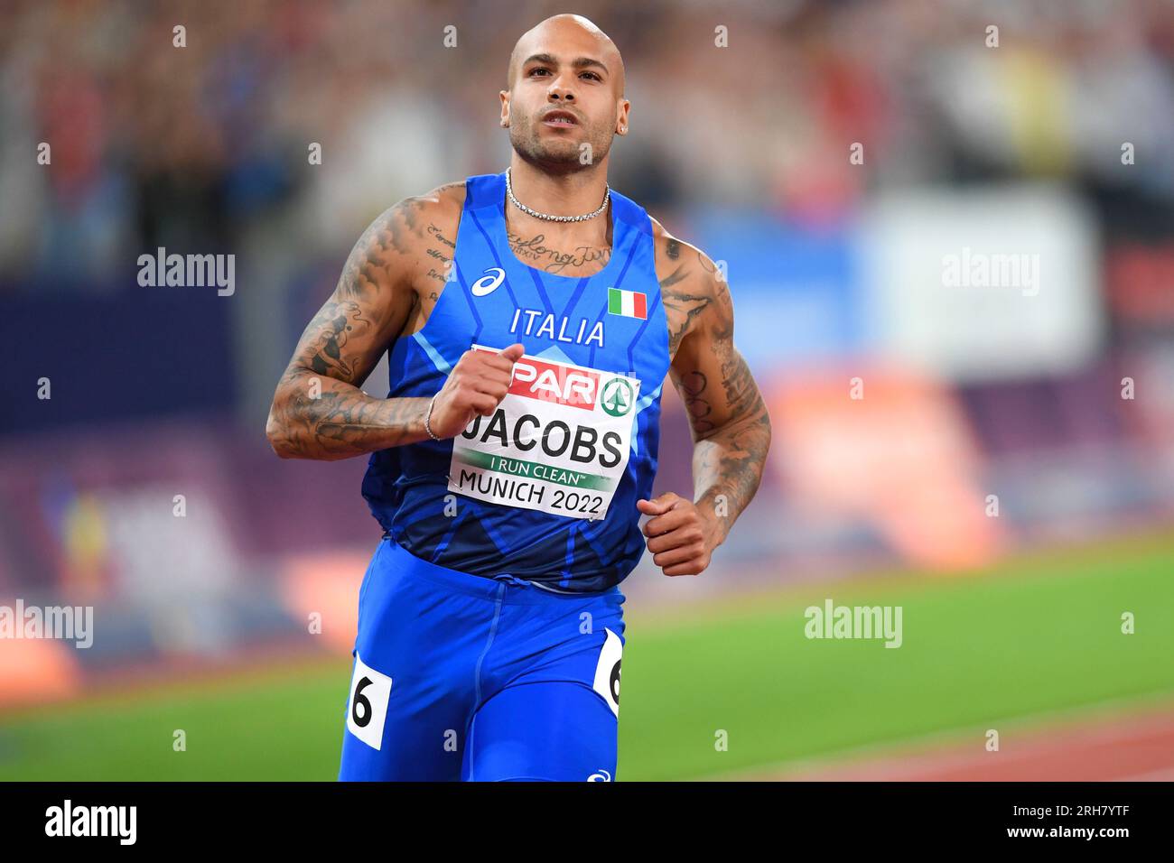 Marcell Jacobs (Italy). 100m Gold Medal. European Championships Munich ...