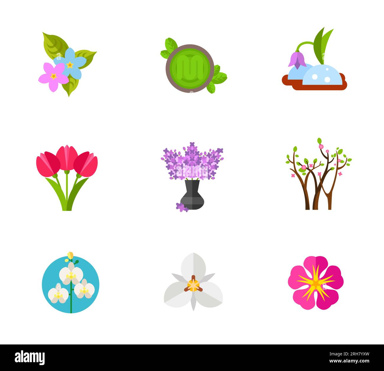 Blooming flower icon set Stock Vector Image & Art - Alamy