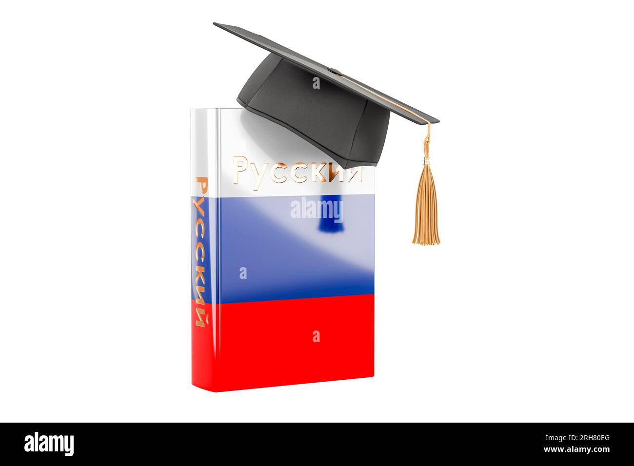 Russian language textbook with graduation cap. Learn Russian language ...