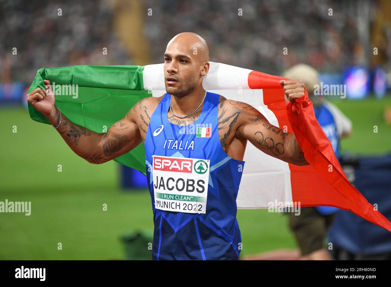 Marcell Jacobs (Italy). 100m Gold Medal. European Championships Munich ...