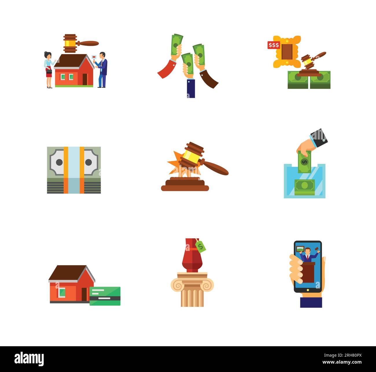 Auction market icon set Stock Vector Image & Art - Alamy