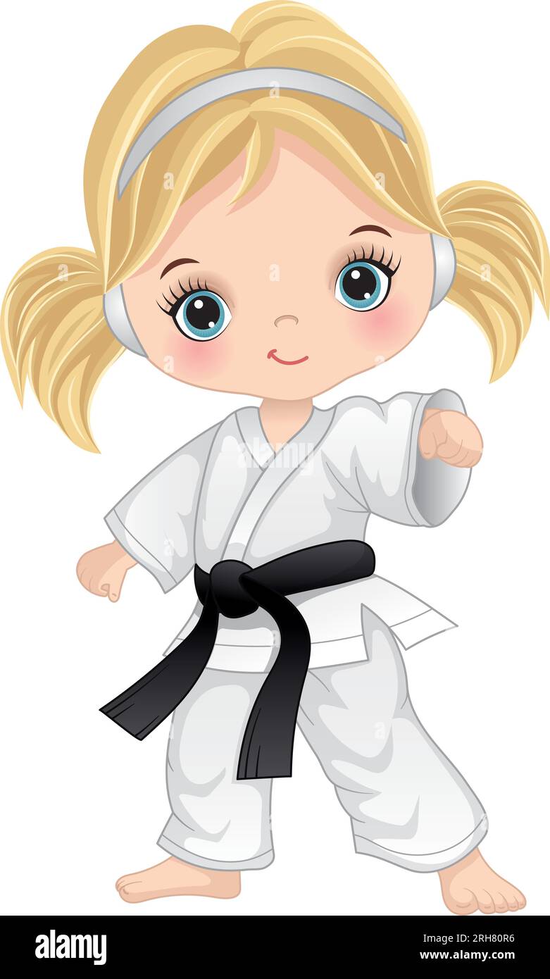 Vector Cartoon Girl Practicing Karate Stock Vector Image & Art - Alamy