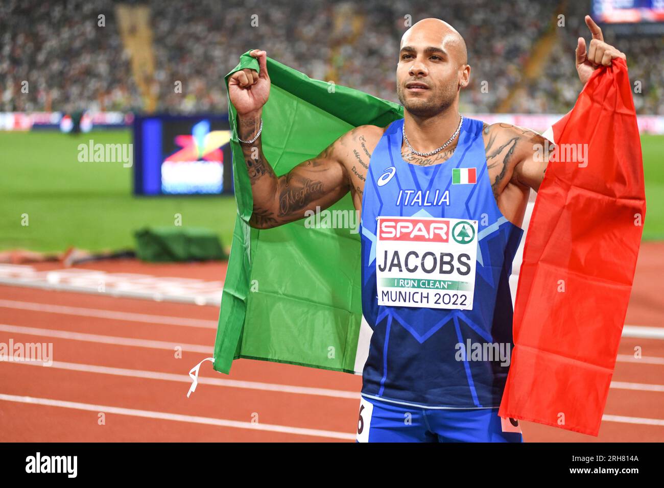 Marcell Jacobs (Italy). 100m Gold Medal. European Championships Munich ...