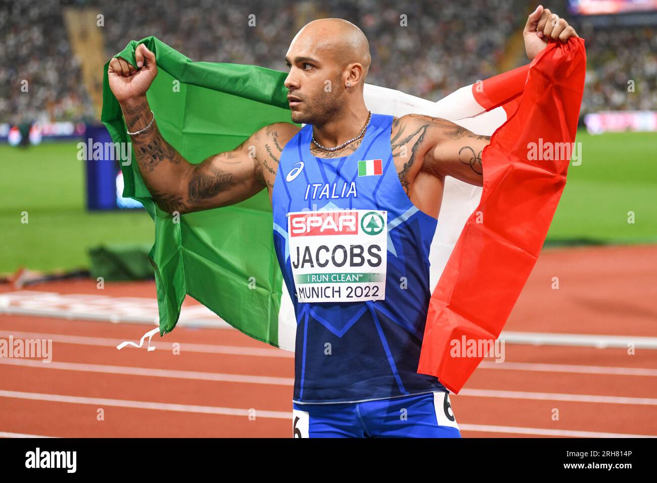 Marcell Jacobs (Italy). 100m Gold Medal. European Championships Munich ...