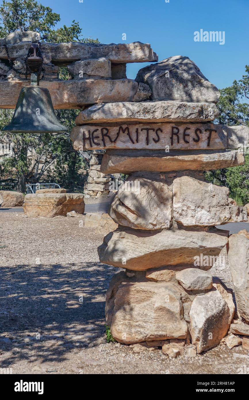 Grand Canyon National Park, Arizona: Sign welcomes visitors to Hermits ...