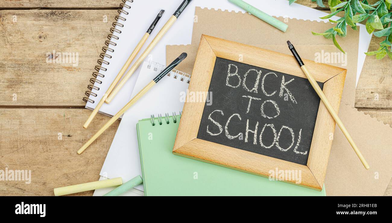 Back to school concept. Office eco friendly supplies, recycling ...