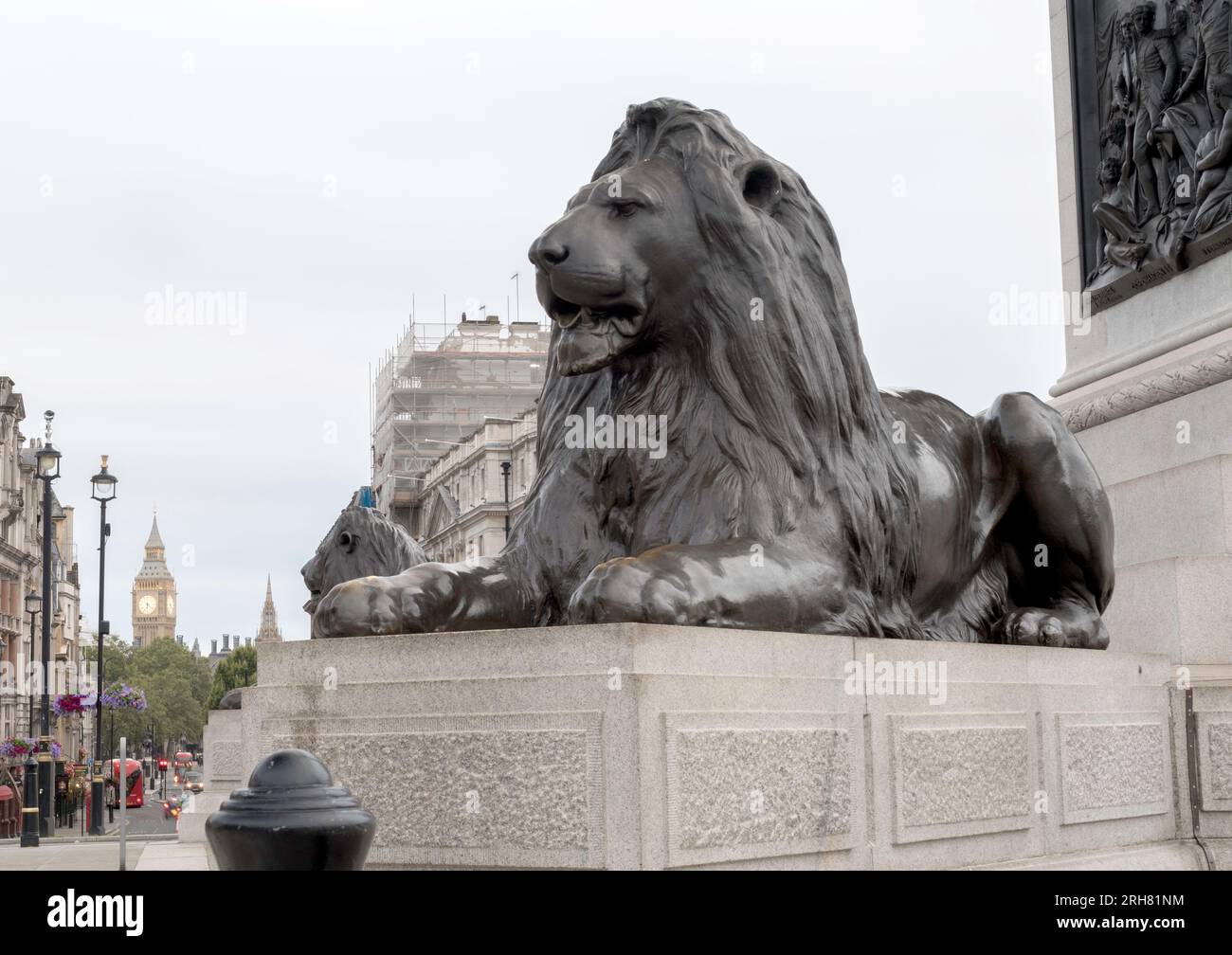 Iconic Lion Statue from Trafalgar Square with Big Ben in the Background ...