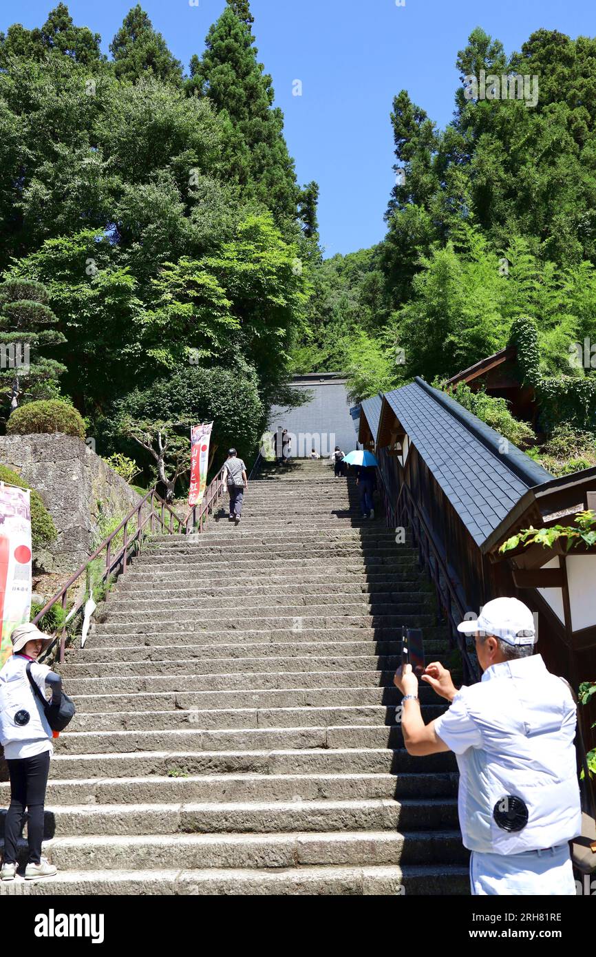 Yamagata City, Yamagata Prefecture, Japan, August 13, 2023.The stone ...