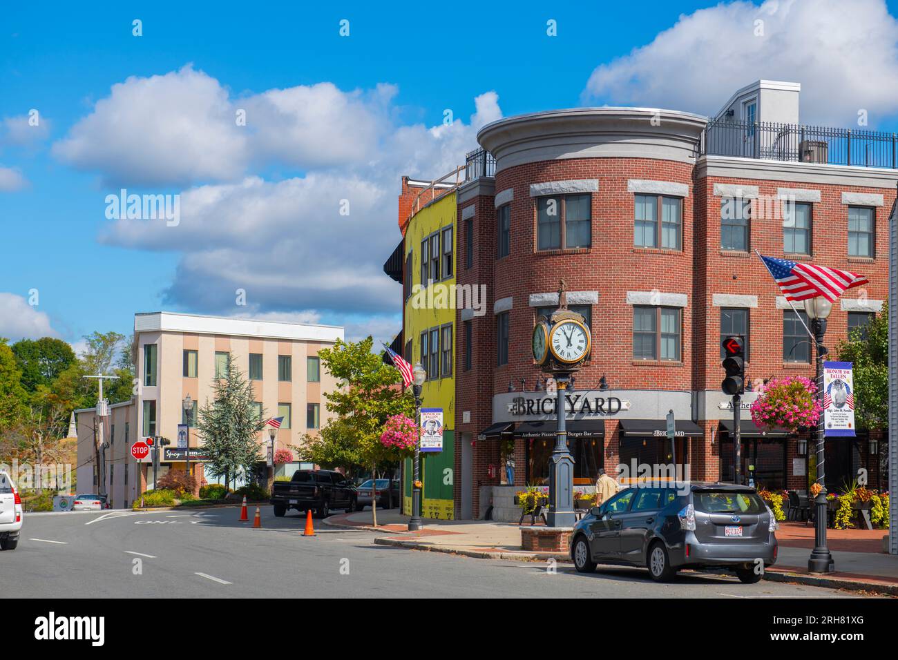 Historic commercial buildings on Main Street in historic city center of ...