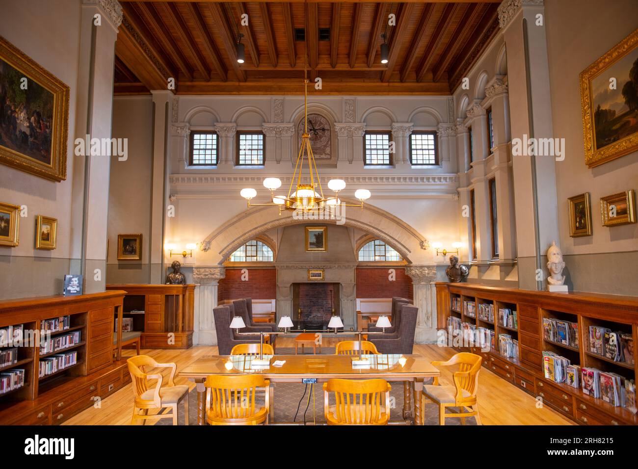 Woburn Public Library interior with Richardsonian Romanesque style at ...