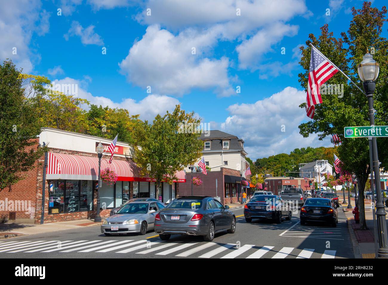 Historic commercial buildings on Main Street in historic city center of ...