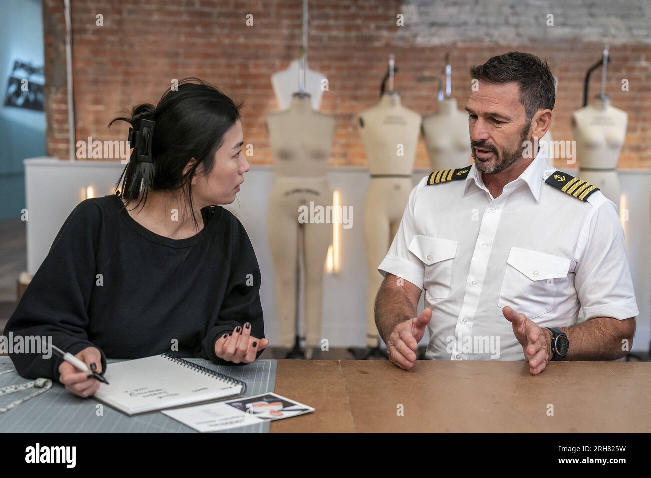 PROJECT RUNWAY, from left, Anna Yinan Zhou, Captain Jason Chambers ...