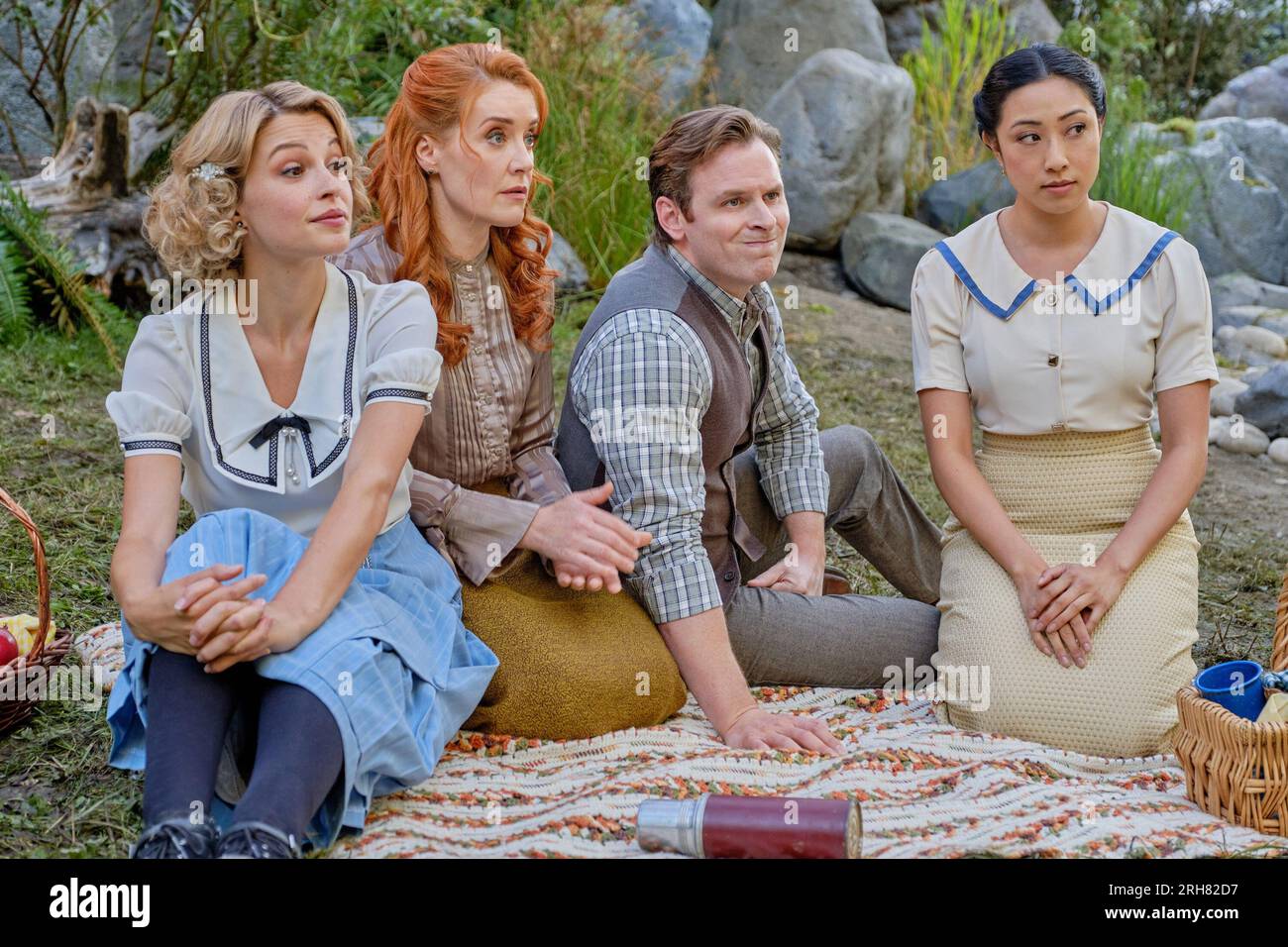 WHEN CALLS THE HEART, from left: Kayla Walsh, Johannah Newmarch, Ben Rosenbaum, Amanda Wong ...