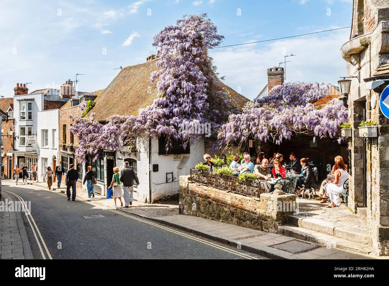 Exterior view of the wisteria covered Copper Kettle and the Old Bell ...