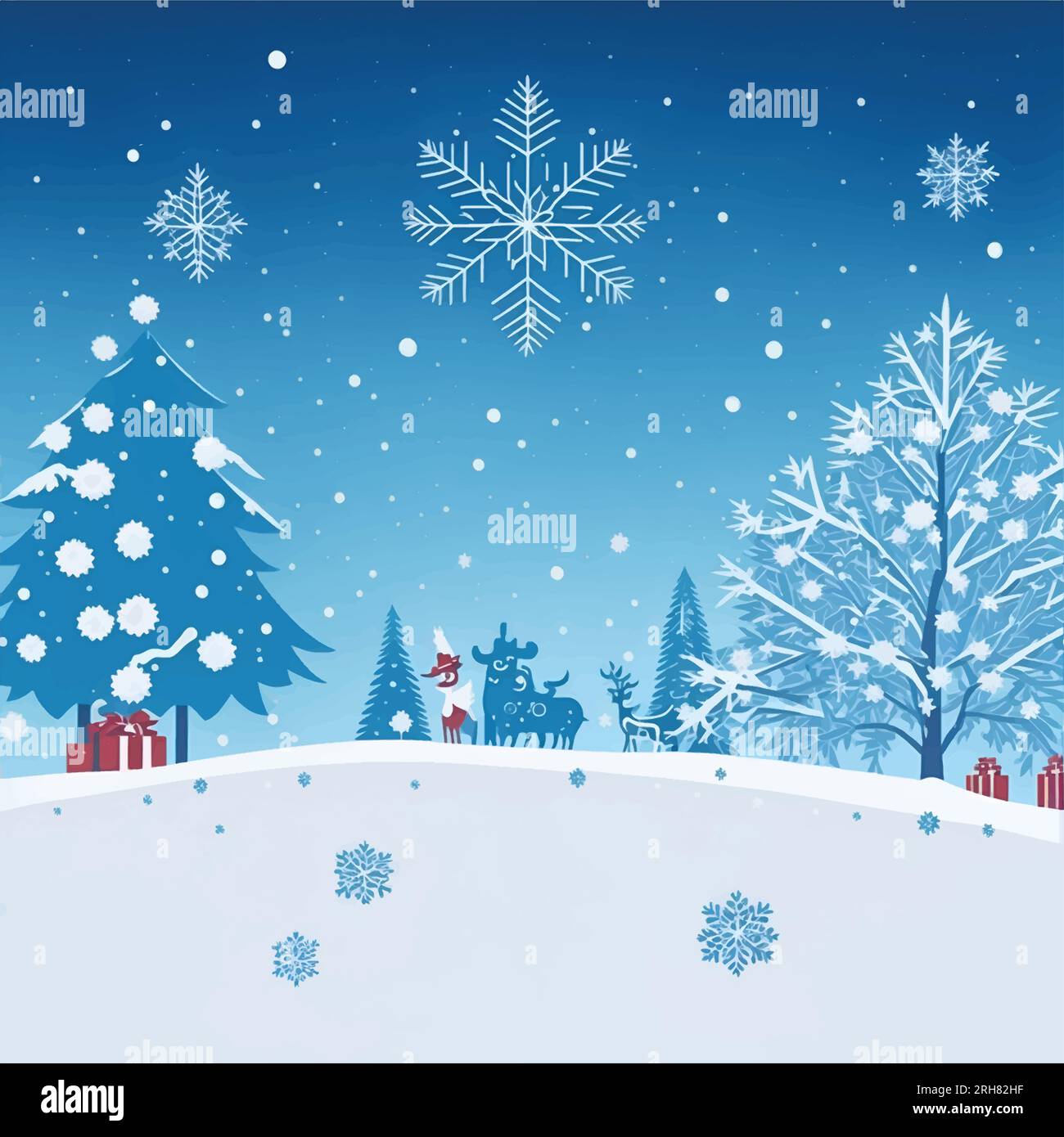 Snow And Trees Christmas Spirit Winter Image Vector Format High Quality ...