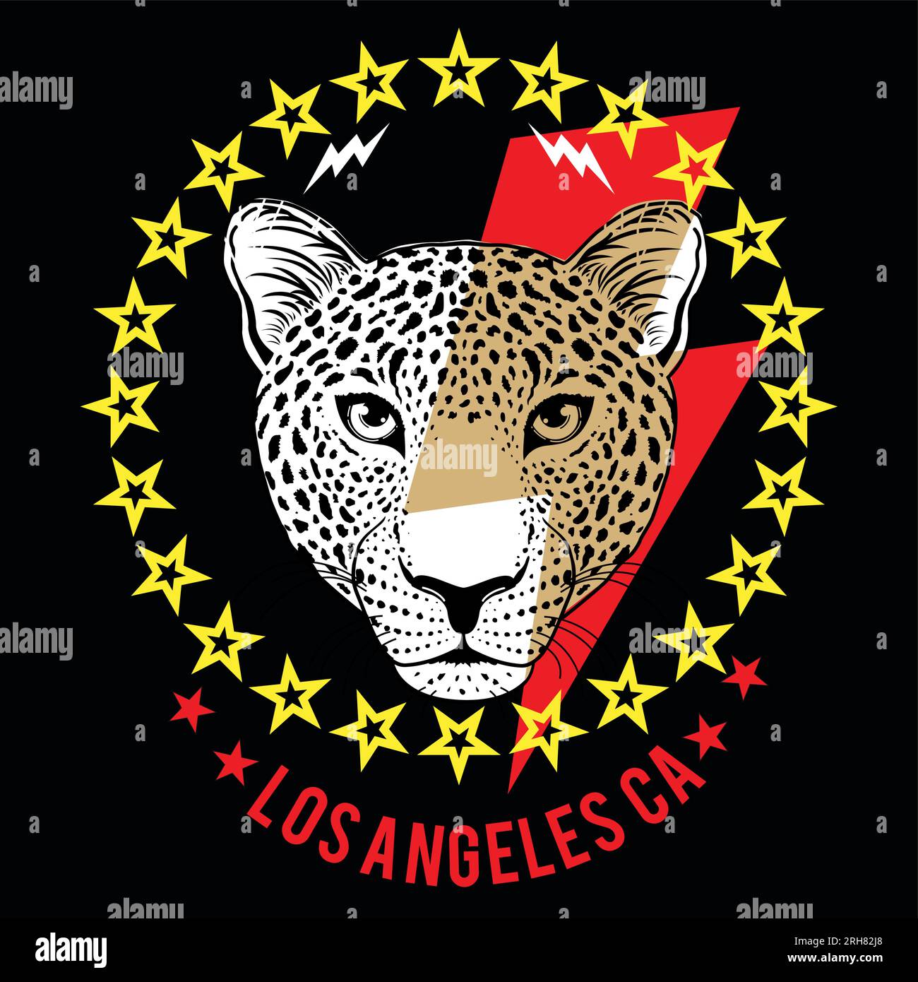 Los Angeles. Design for a leopard head t-shirt next to the symbol of ...