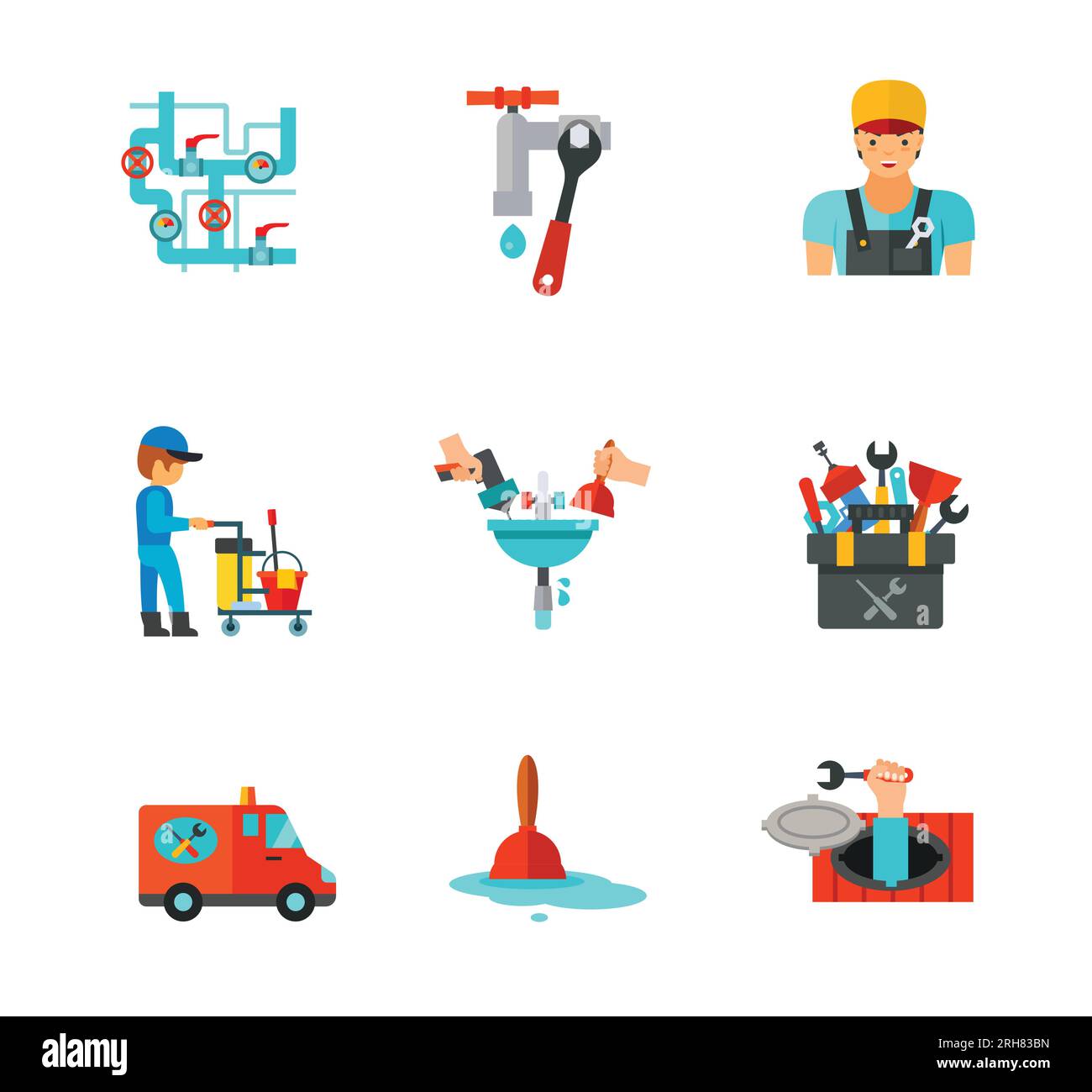 Plumber repairing water faucet Stock Vector Images - Alamy