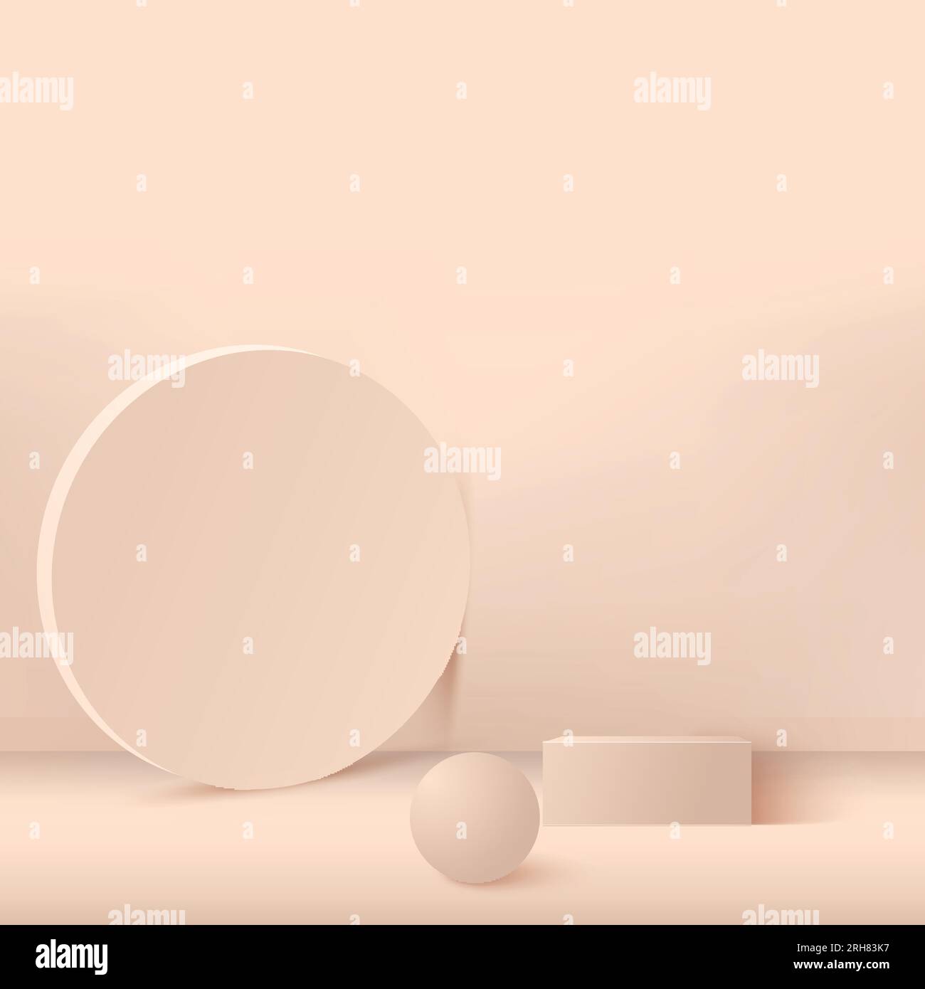 Abstract background with cream color geometric 3d podiums. Vector ...