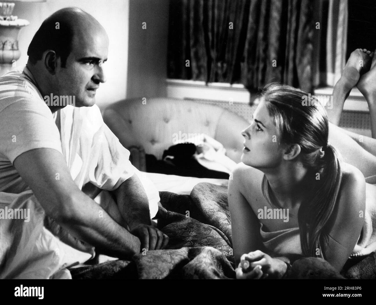 Peter Boyle, Candice Bergen, on-set of the Film, "T.R. Baskin ...