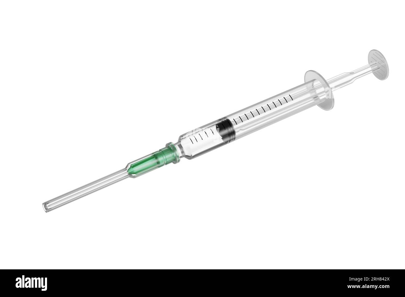 Disposable syringe with cap. A disposable syringe is filled with ...