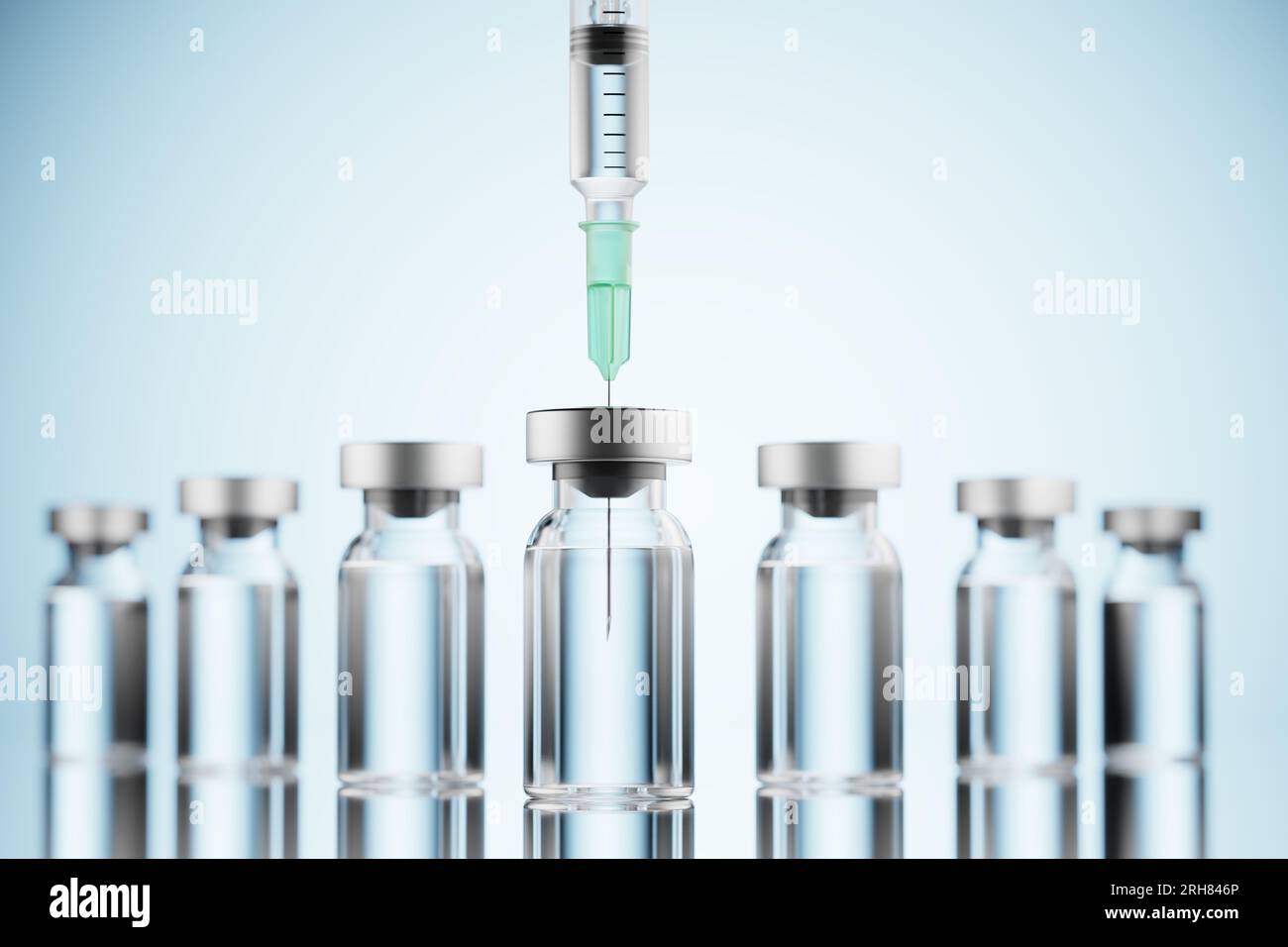 syringe takes the medicine from the medical bottle. Medicine inside a ...