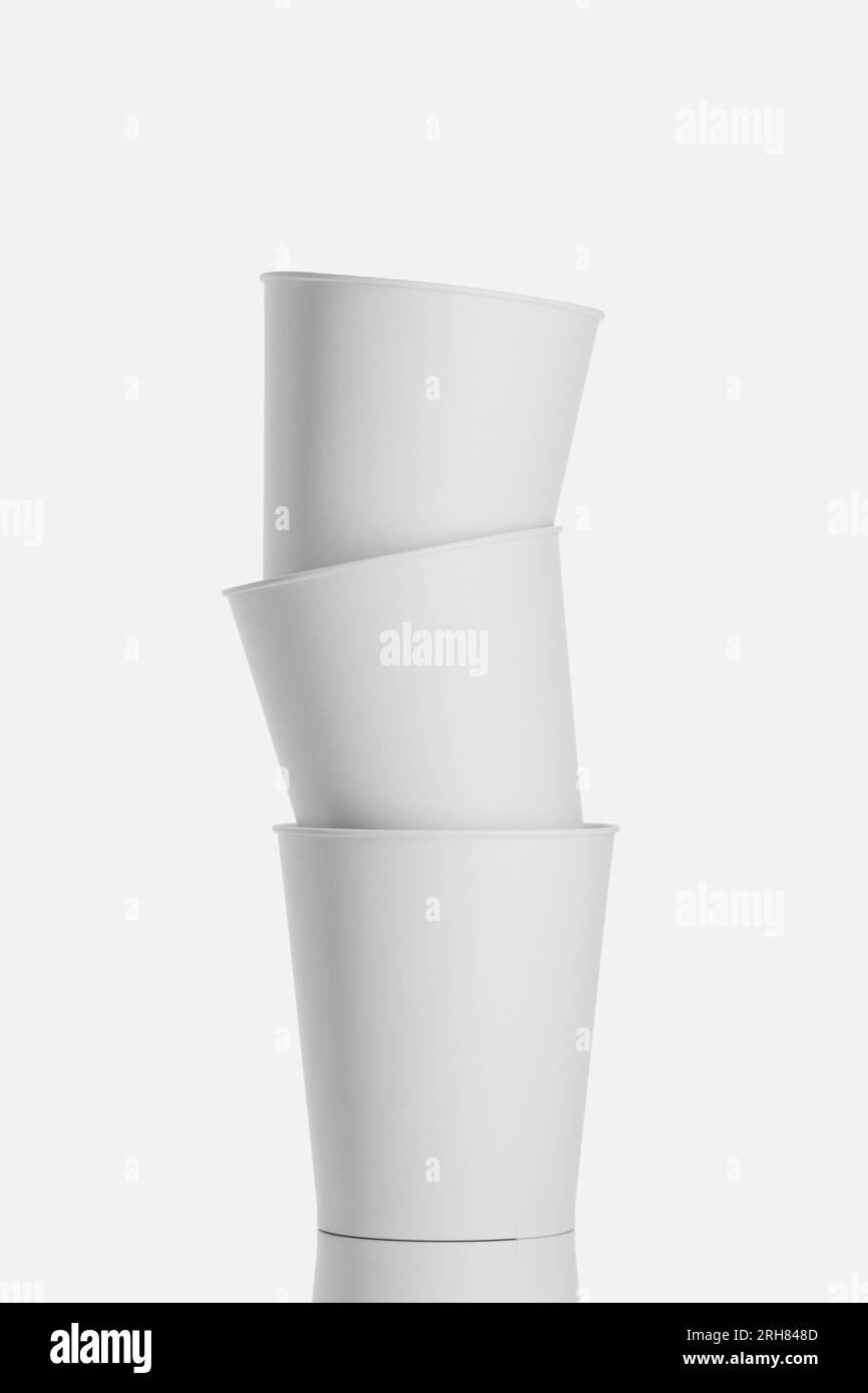 Stack of paper cups isolated on white background.3d render Stock Photo ...