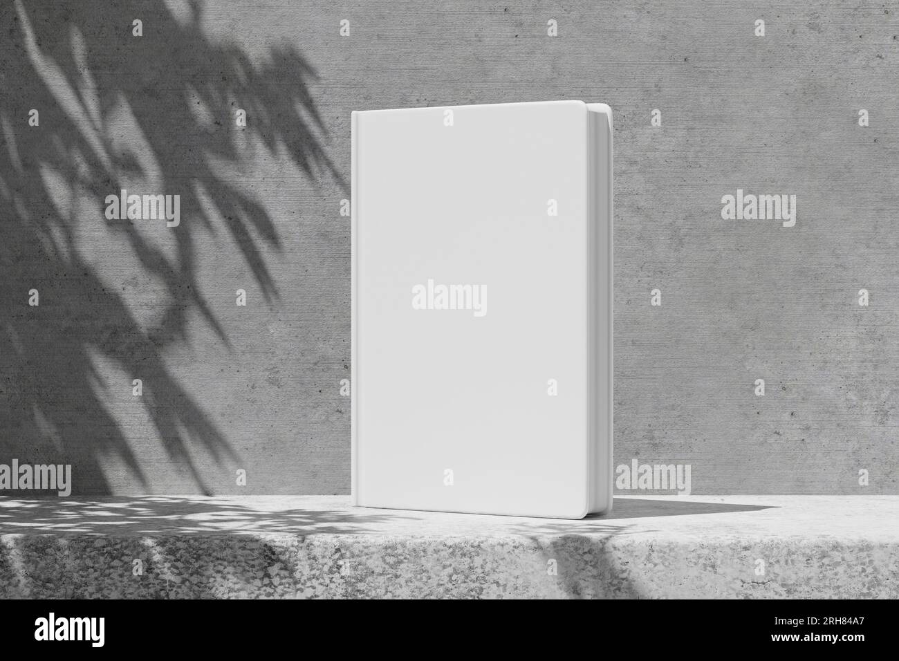 Mockup of two books on a cement shelf with a gray concrete wall. Mockup ...