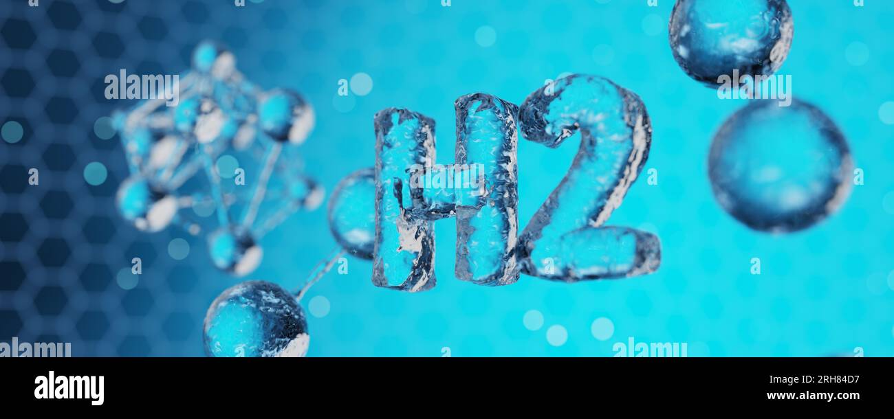 Concept of a hydrogen fuel cell. Images of hydrogen. Hydrogen as an alternative energy. Pure ...