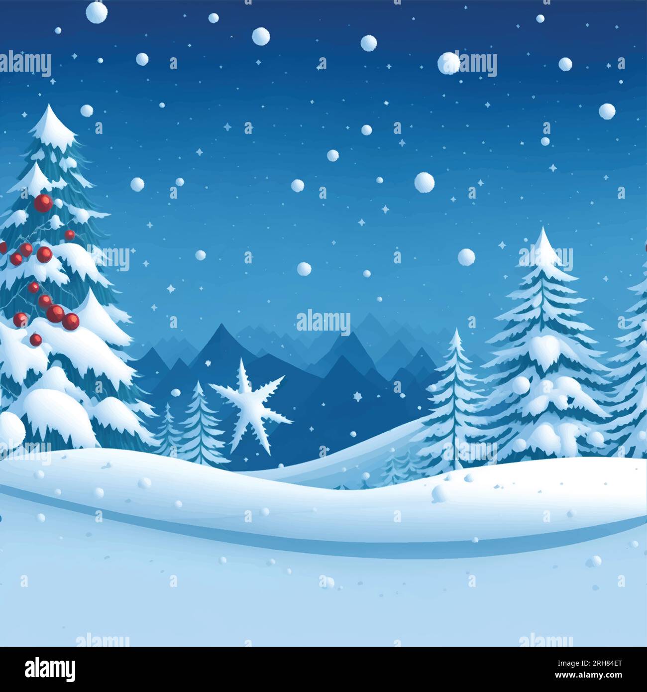 Snow And Trees Christmas Spirit Winter Image Vector Format High Quality ...