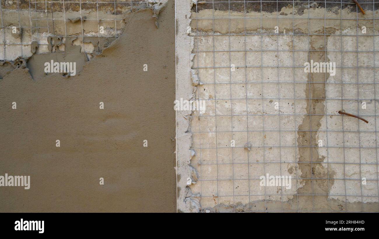 Construction background prepared surface of the facade wall of the ...