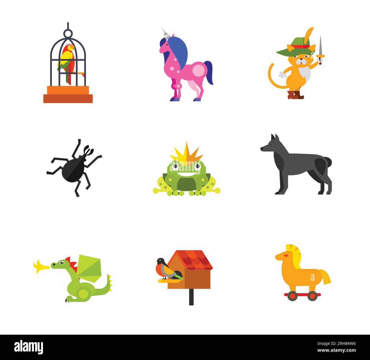 Magical animals icon set Stock Vector Image & Art - Alamy