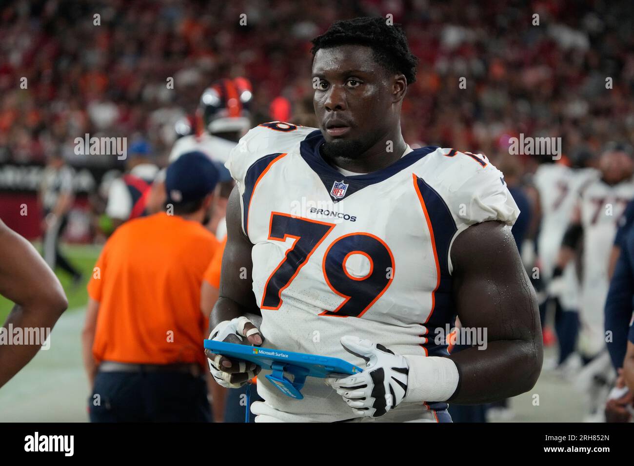 Denver Broncos center Lloyd Cushenberry III (79) during an NFL pre ...