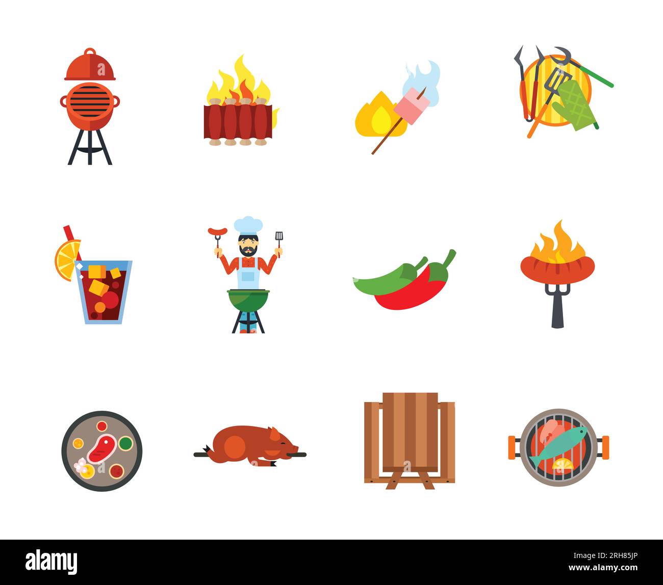 Barbecue icon set Stock Vector Image & Art - Alamy