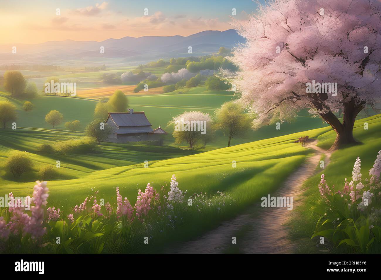 Beautiful village view Stock Vector Images - Alamy