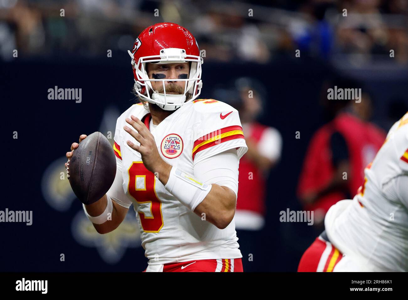 Kansas City Chiefs quarterback Blaine Gabbert (9) throws a pass during ...