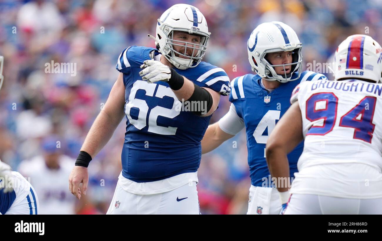 Indianapolis Colts center Wesley French (62) talks with quarterback Sam ...