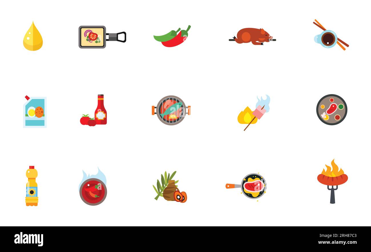 Grilled food icon set Stock Vector Image & Art - Alamy