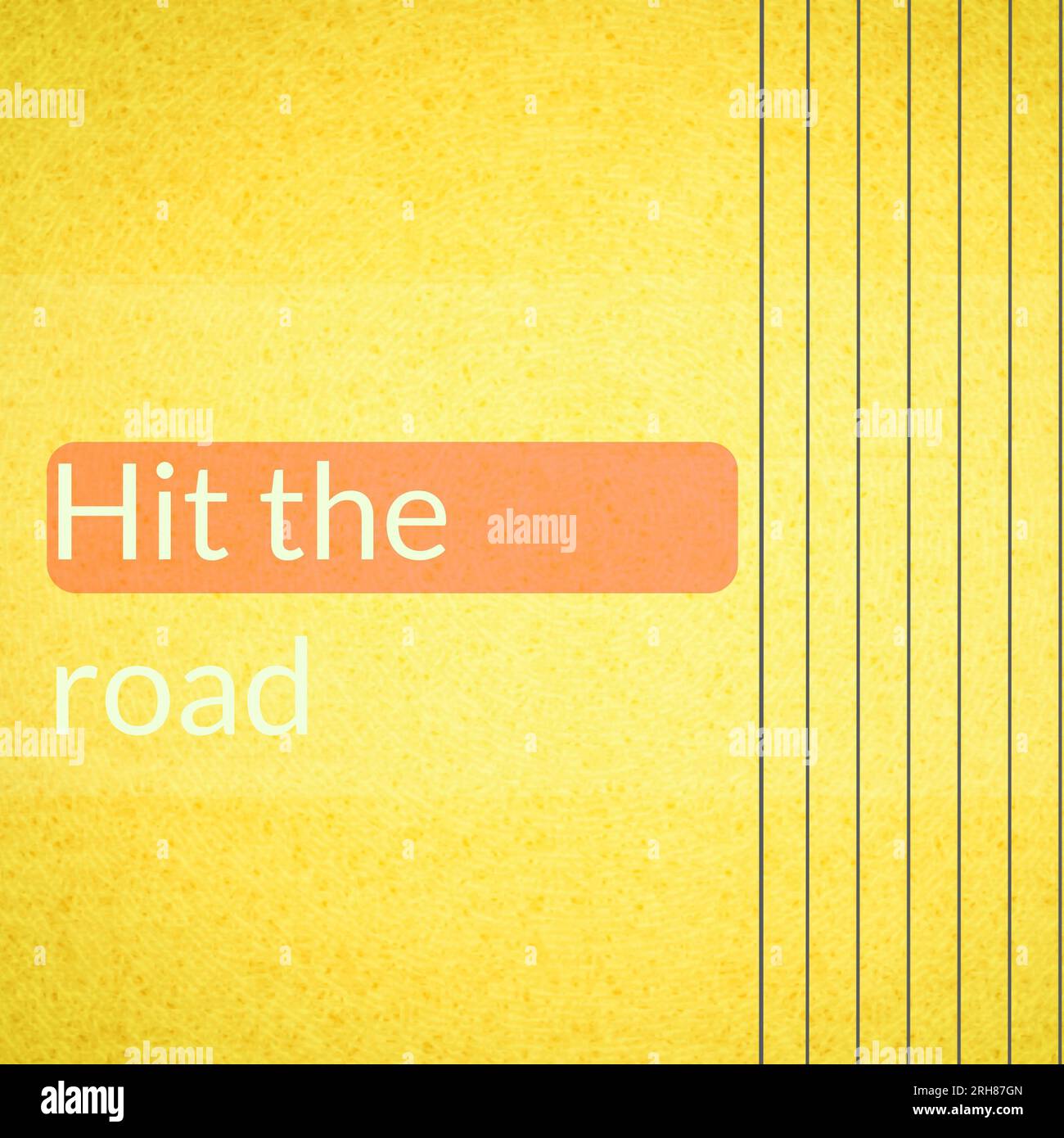 Composite of hit the road text over orange and yellow background Stock ...