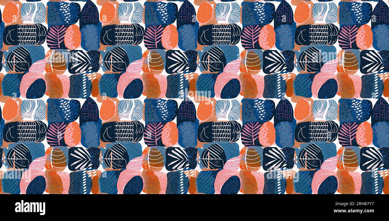 Fun modern coastal pattern clash fabric border print for summer beach ...
